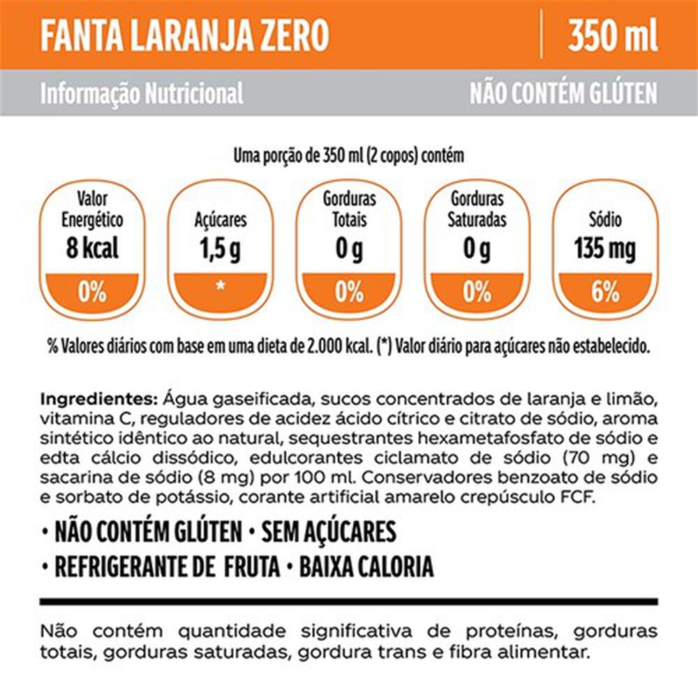 Refrigerante Fanta Laranja Zero Lata 350ml